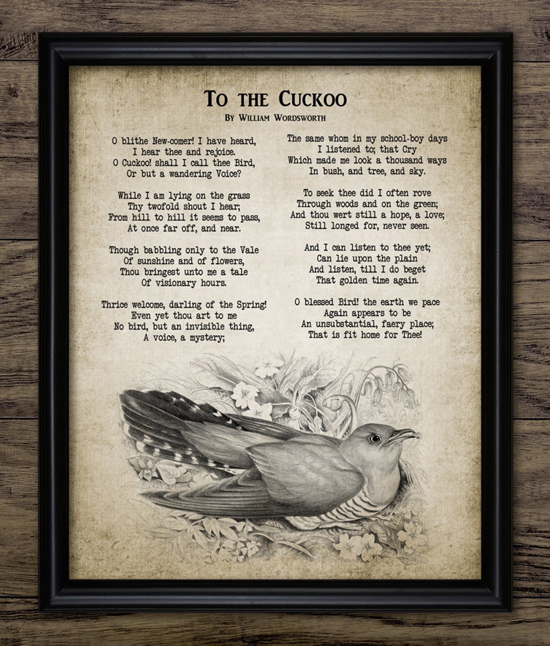 To the Cuckoo Poem, 1807 William Wordsworth, Printable Poem, Famous ...