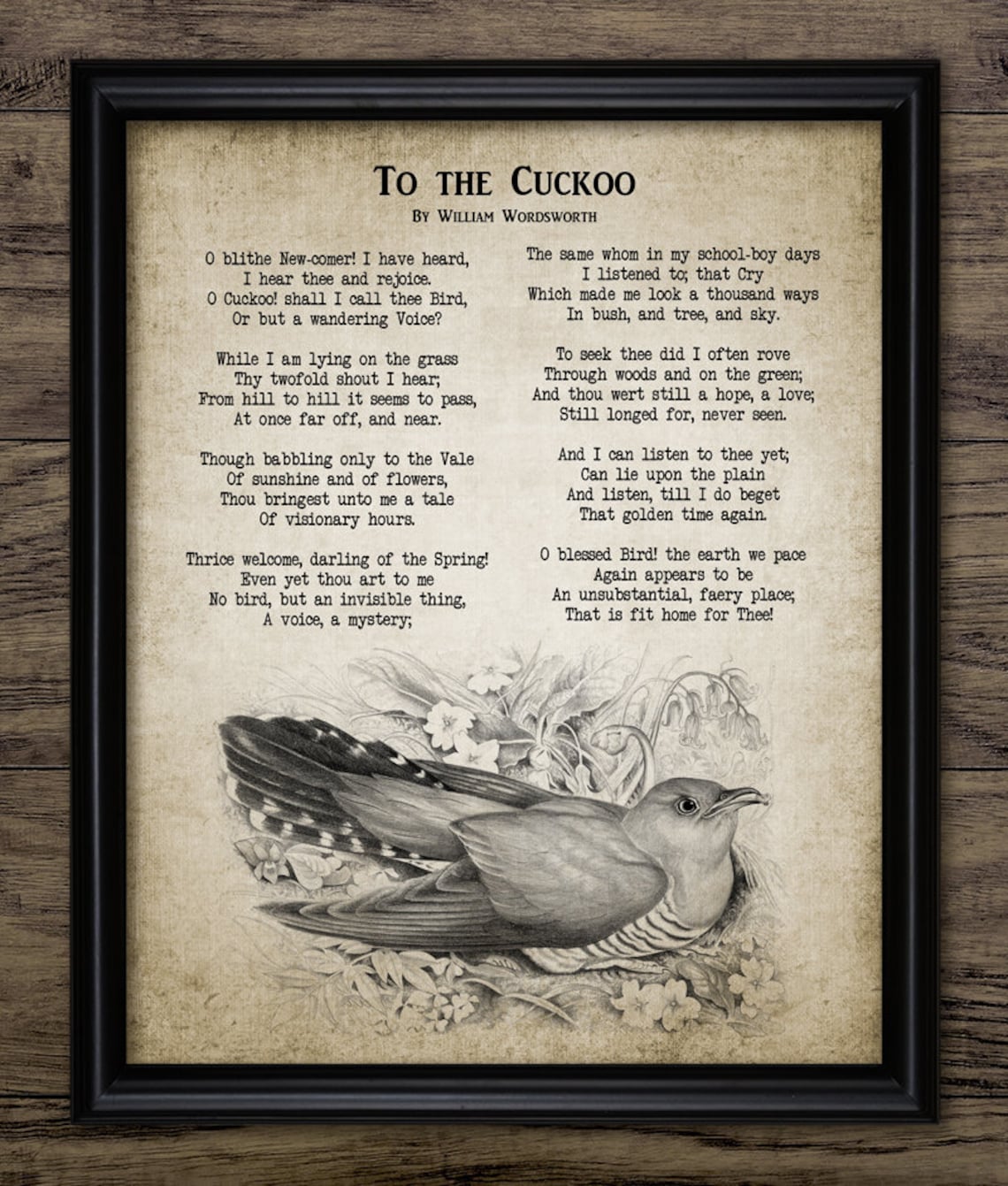 To the Cuckoo Poem 1807 William Wordsworth Printable Poem - Etsy