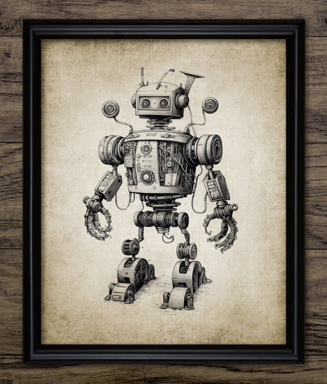 Whimsical Robot Wall Art, Printable Cute Robot, Steampunk Robot ...