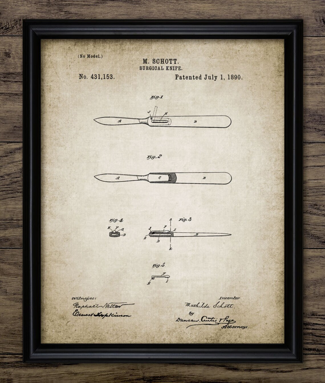 Vintage Scalpel Patent Print - 1890 Scalpel Design - Surgical Knife ...