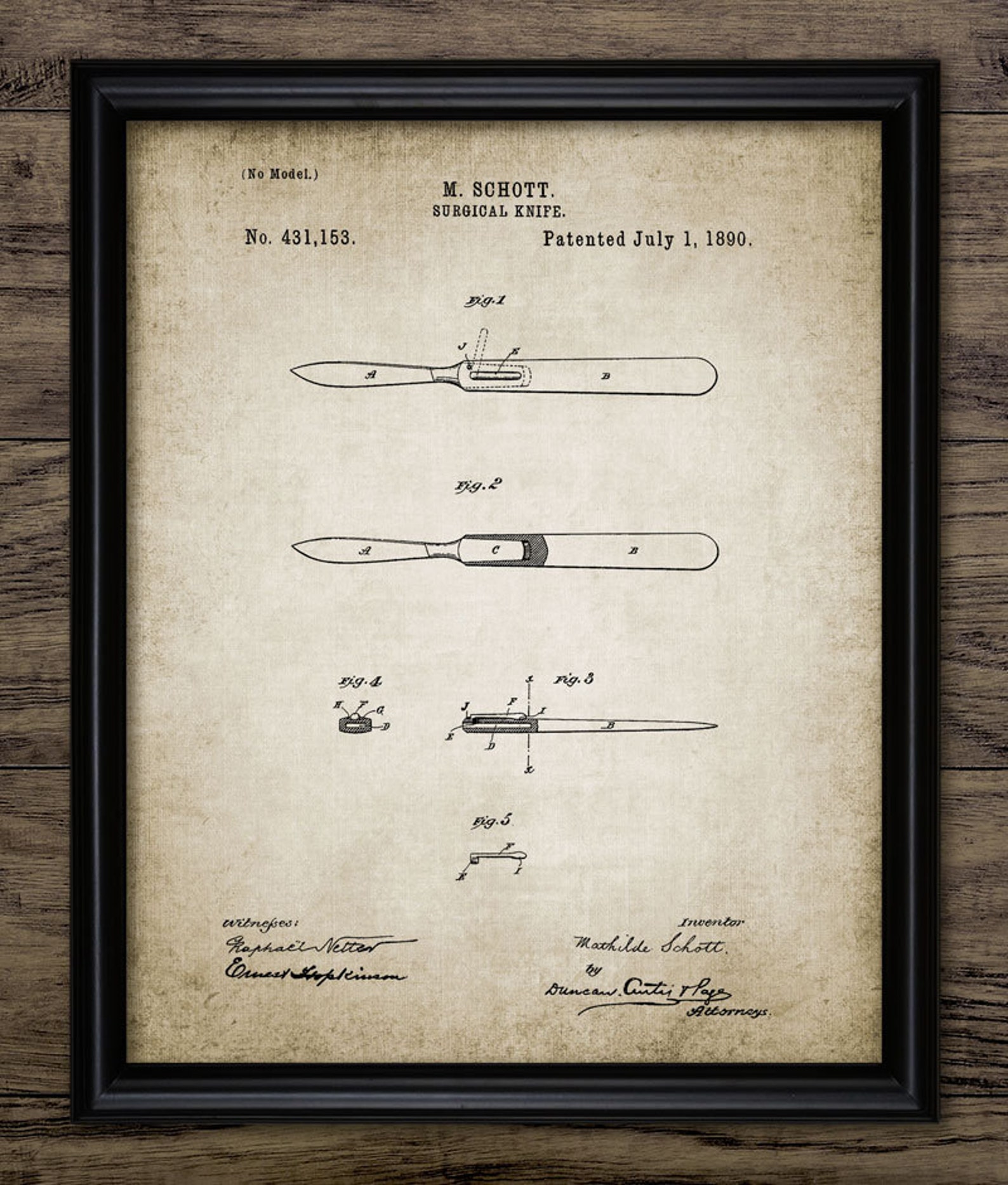 Vintage Scalpel Patent Print - 1890 Scalpel Design - Surgical Knife ...