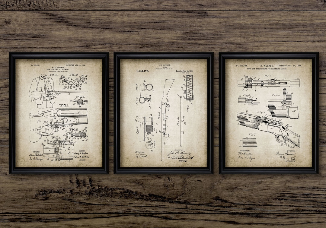 Hunting Wall Art Set of 3, Printable Gun Art, Hunting Rifle, Shotgun ...
