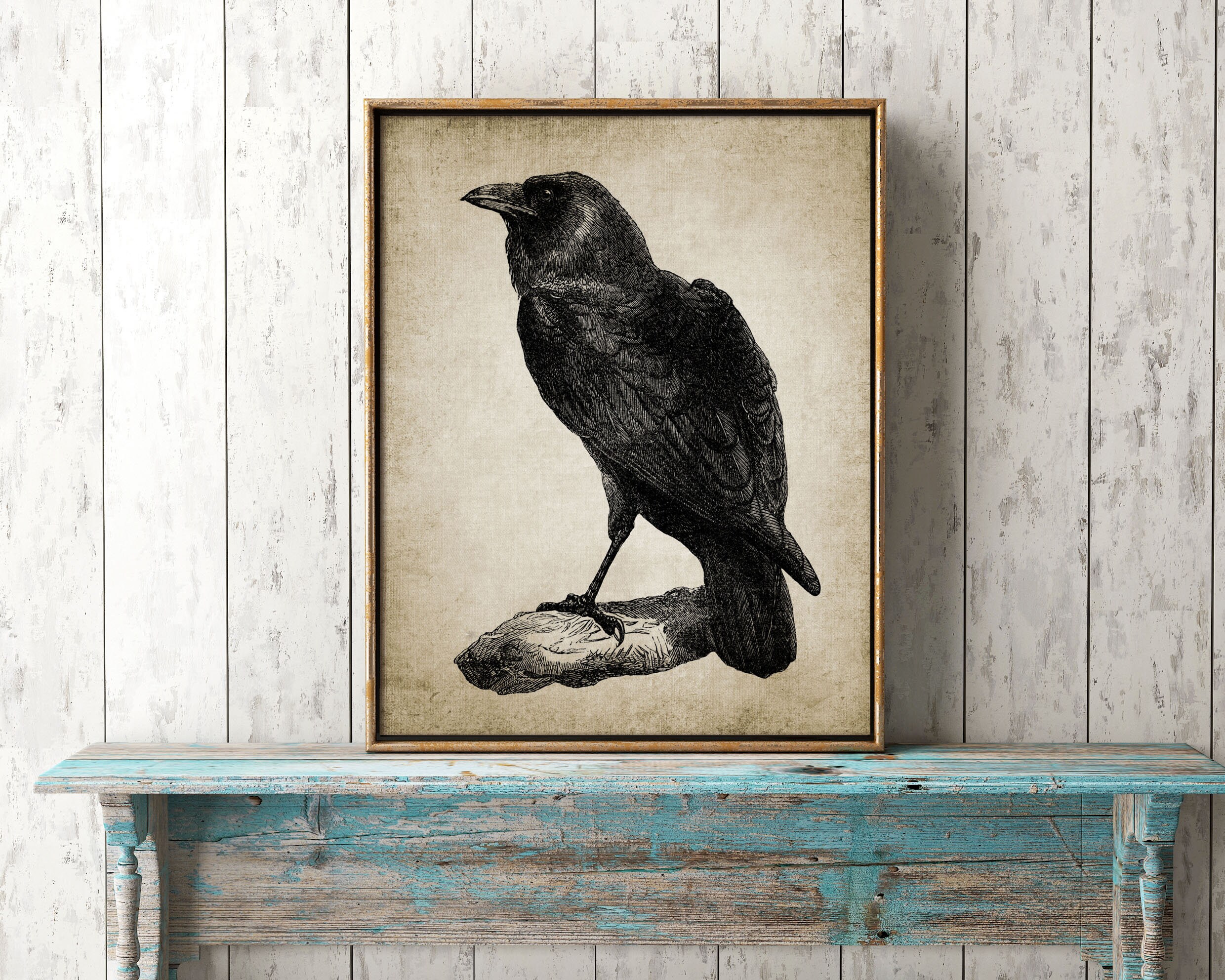 Raven Wall Art Print, Antique Raven Poster, Gothic Decor, Witchcraft ...