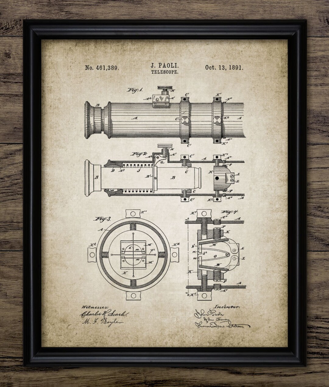 Vintage Telescope Wall Art, Printable 1891 Telescope Design, Navigation ...