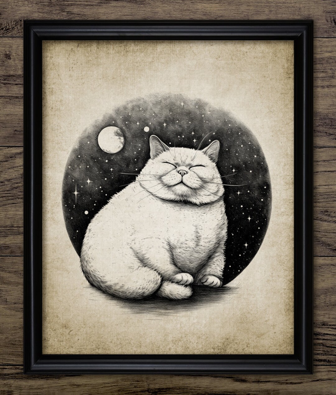 Sleepy Cat Wall Art, Printable Whimsical Cat, Relaxing Cat, Cat Nap ...