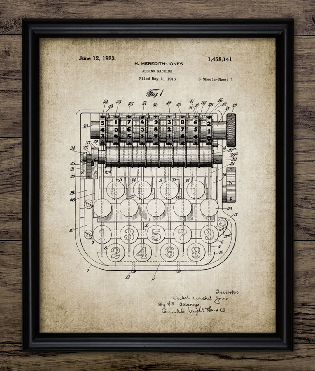 Mechanical Counting Machine Wall Art, Printable Calculator, Mechanical ...