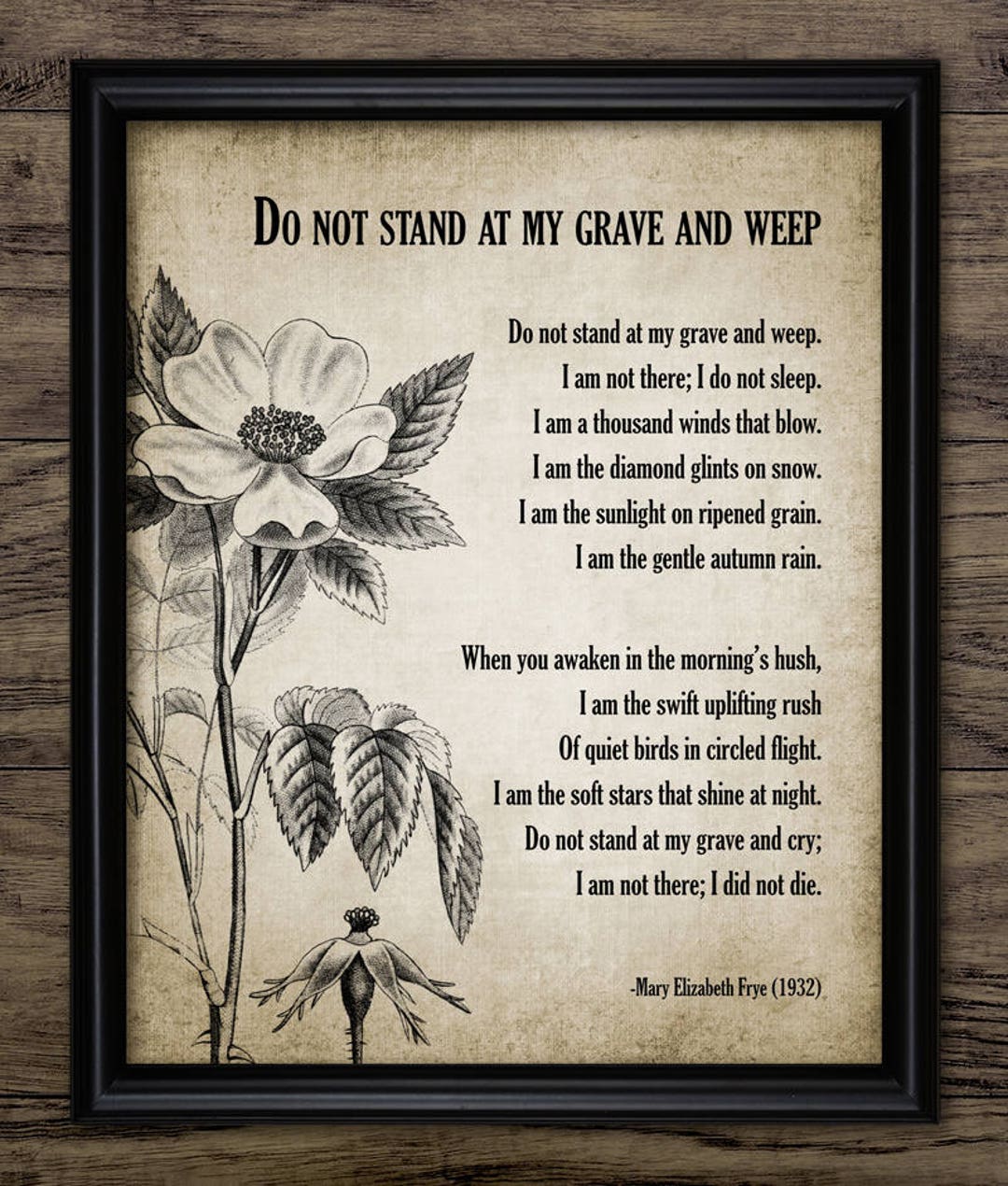 Do Not Stand at My Grave and Weep Poem, 1932 Elizabeth Frye, Printable ...