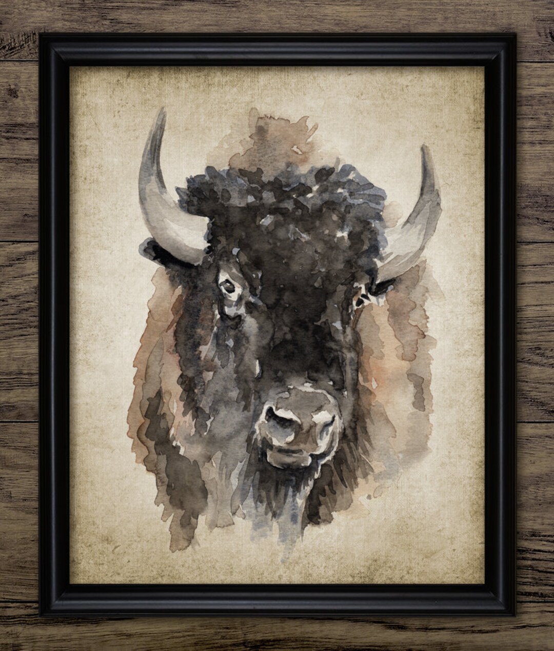 Bison Watercolor Painting, Printable Bison Painting, North American ...