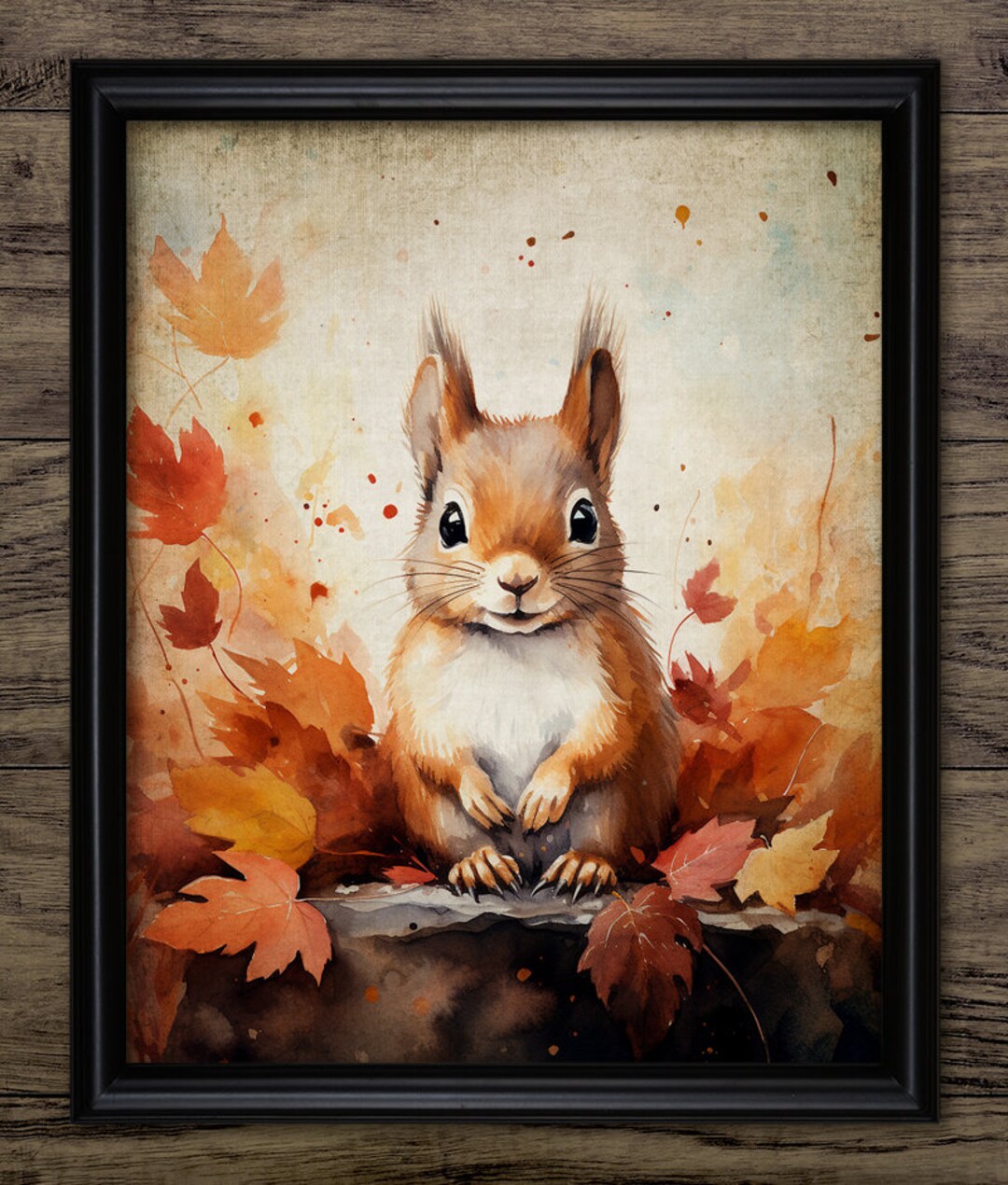 Red Squirrel Wall Art, Printable Squirrel, Autumn Fall Wall Art, Woodland Animal Painting ...