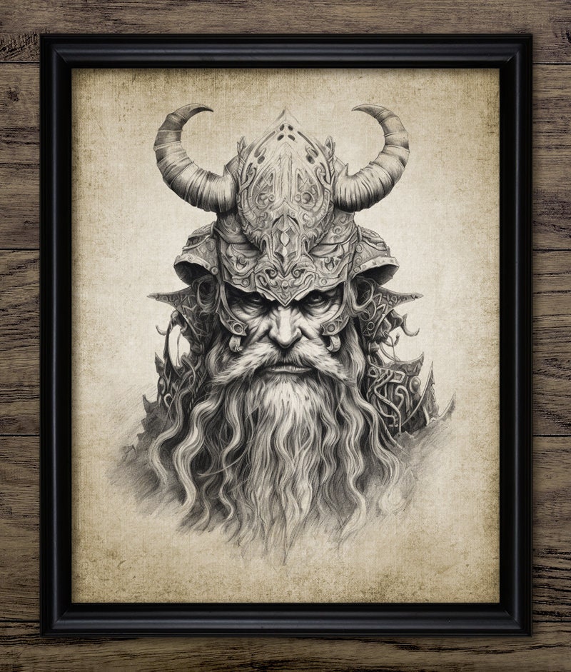 Viking Warrior Wall Art, Printable Viking Art, Odin, Thor, Norse ...