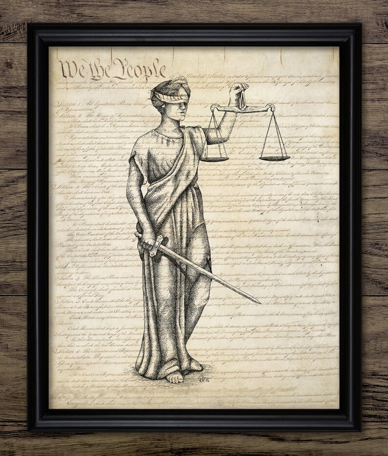 Attorney Lady Justice Art Upon the United States Constitution - Etsy