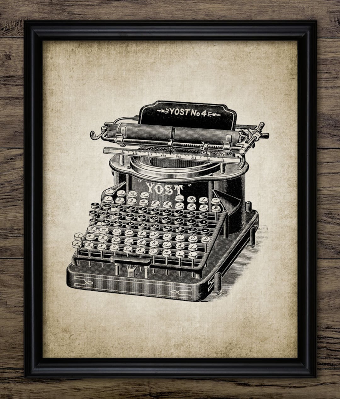 1895 Typewriter Wall Art, Printable Yost No 4 Typewriter, Office ...