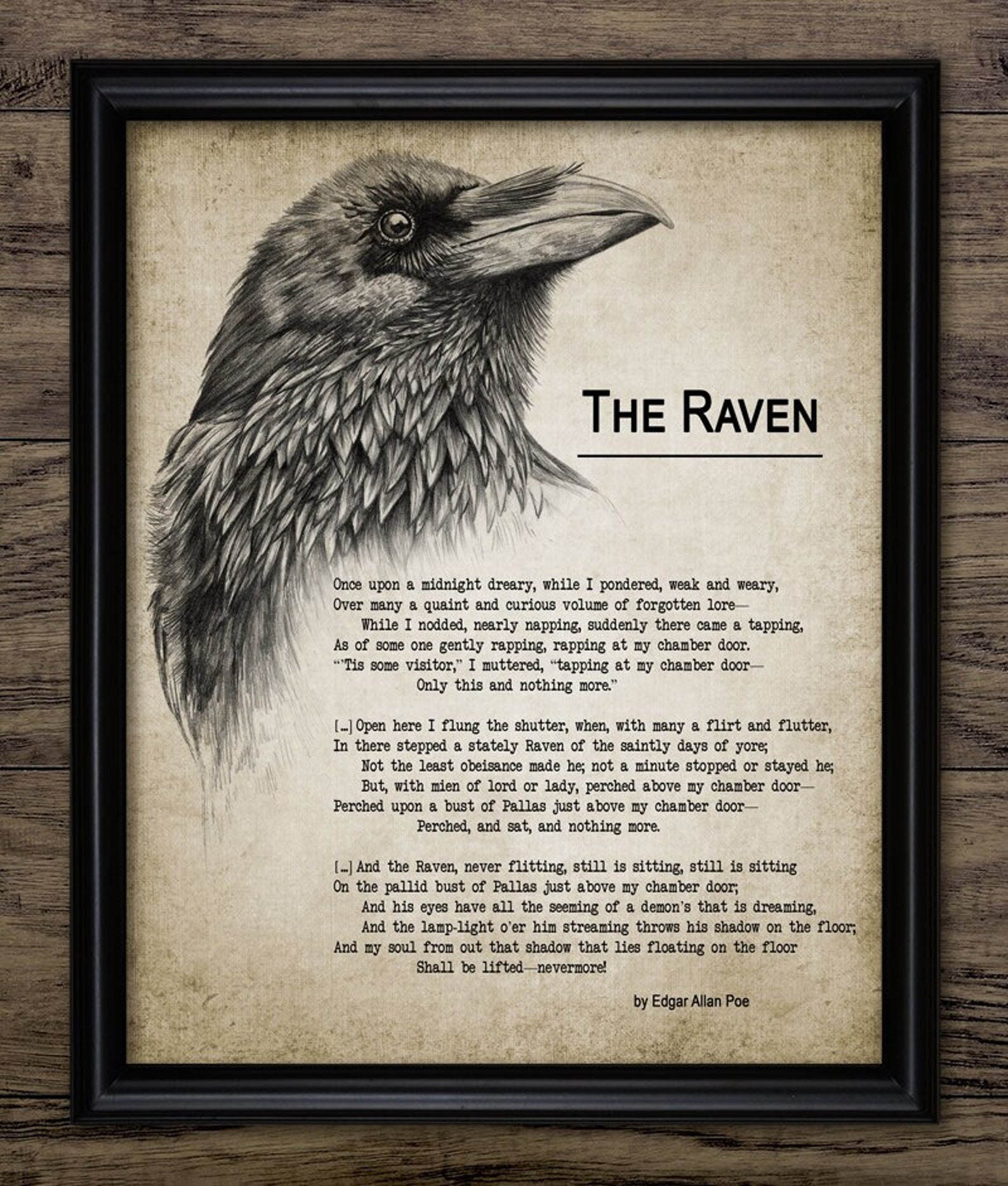 The Raven Poem, Edgar Allen Poe, Printable Raven Art, Supernatural ...