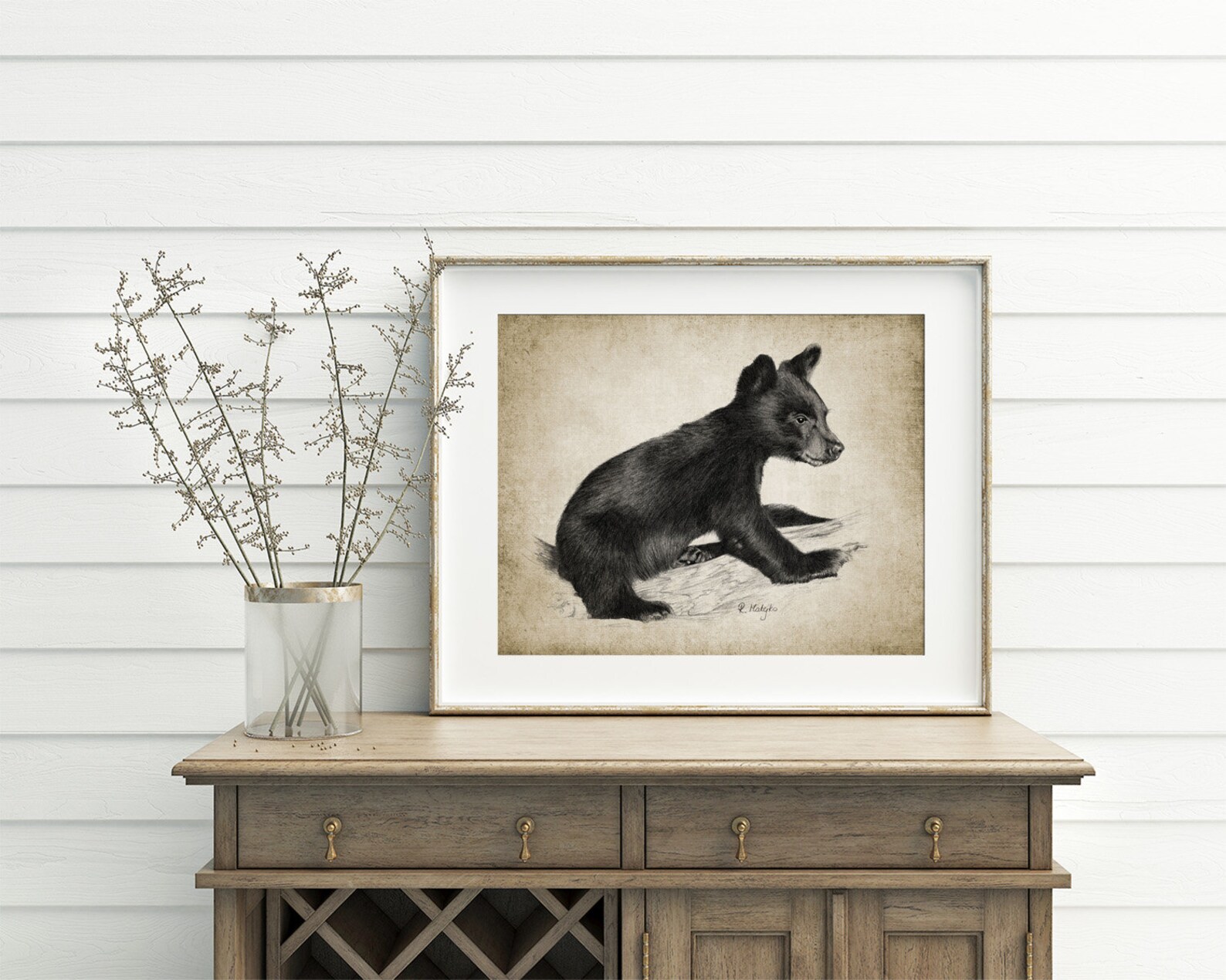 Black Bear Cub Print - Black Bear Illustration - Black Bear Decor ...