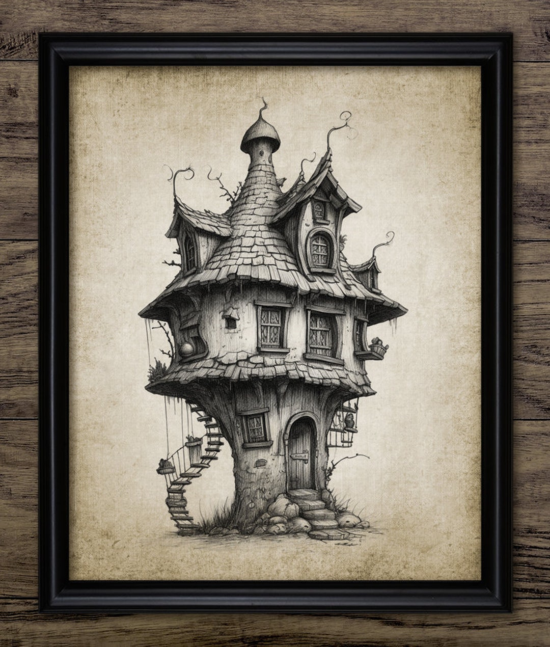 Whimsical Tree House Wall Art, Printable House, Whimsical Home, Fantasy ...