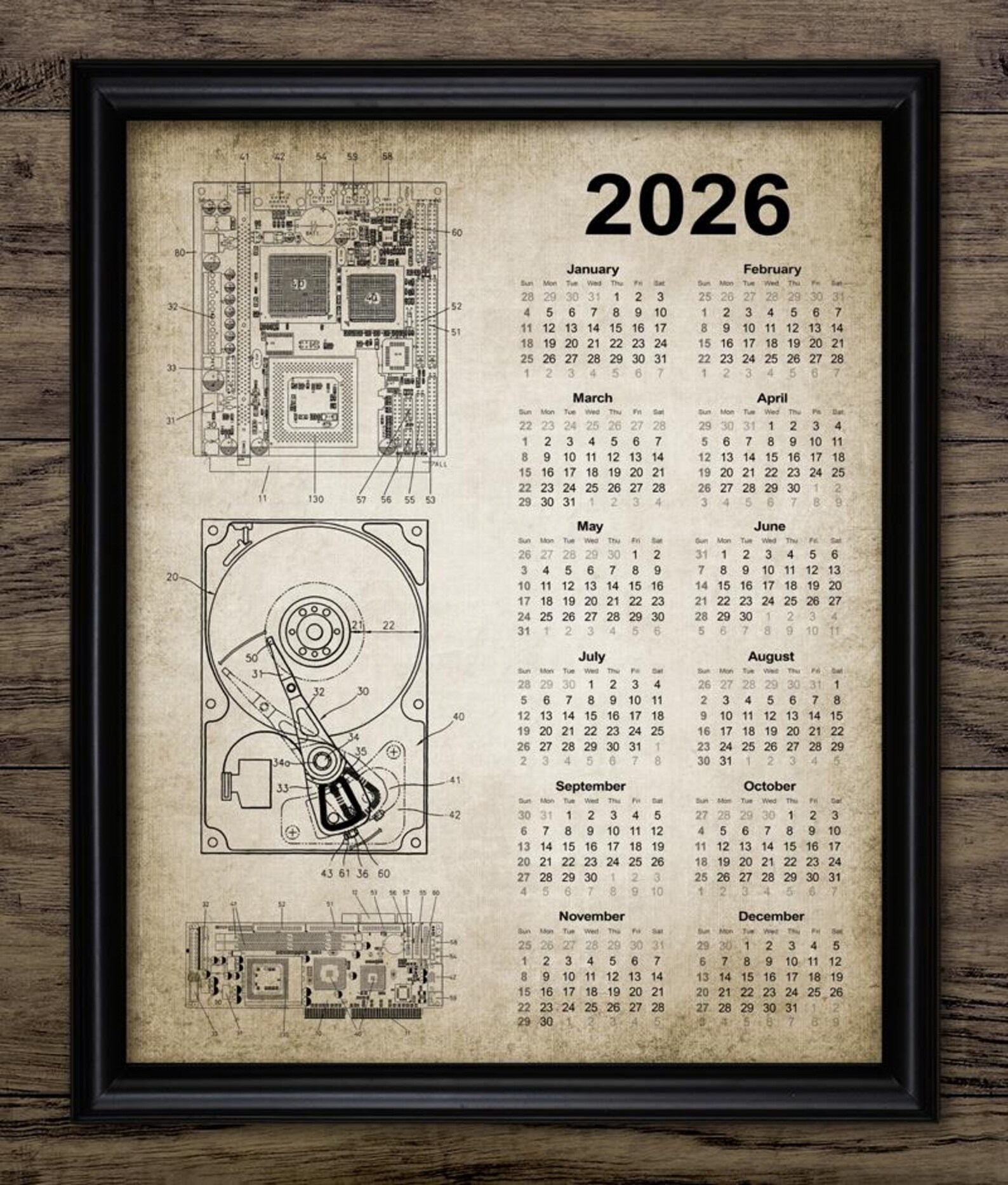 Computer Calendar 2026, Information Technology, Computer Motherboard ...