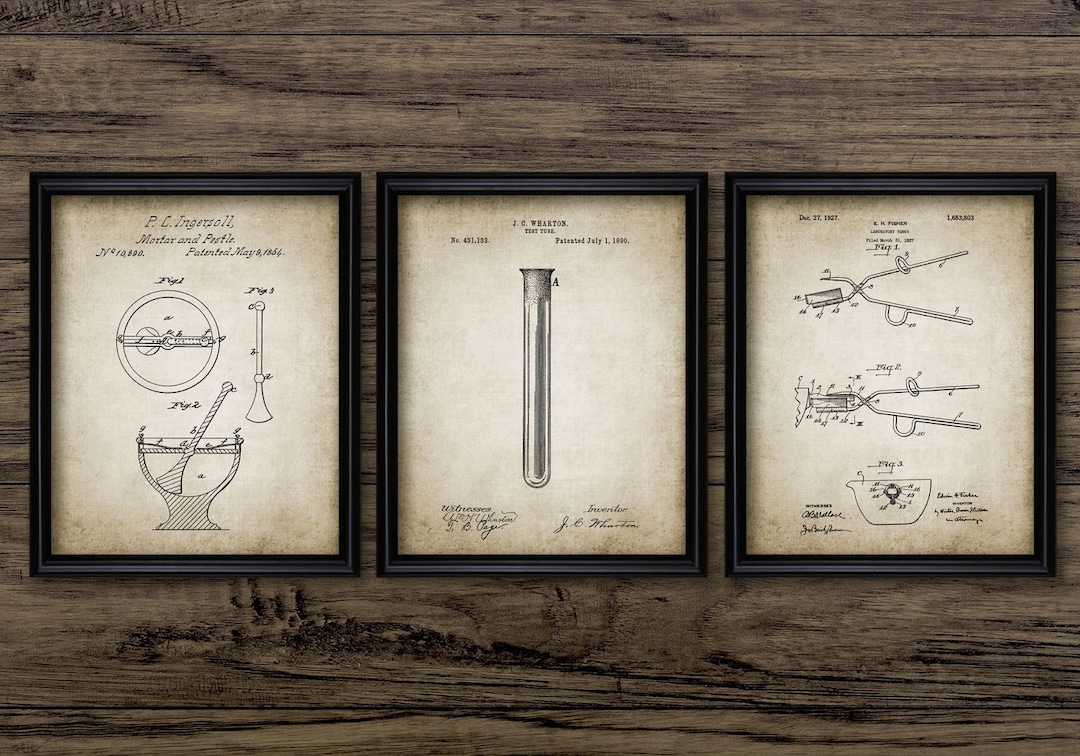 Vintage Chemistry Wall Art Set of 3, Printable Science, Inorganic ...