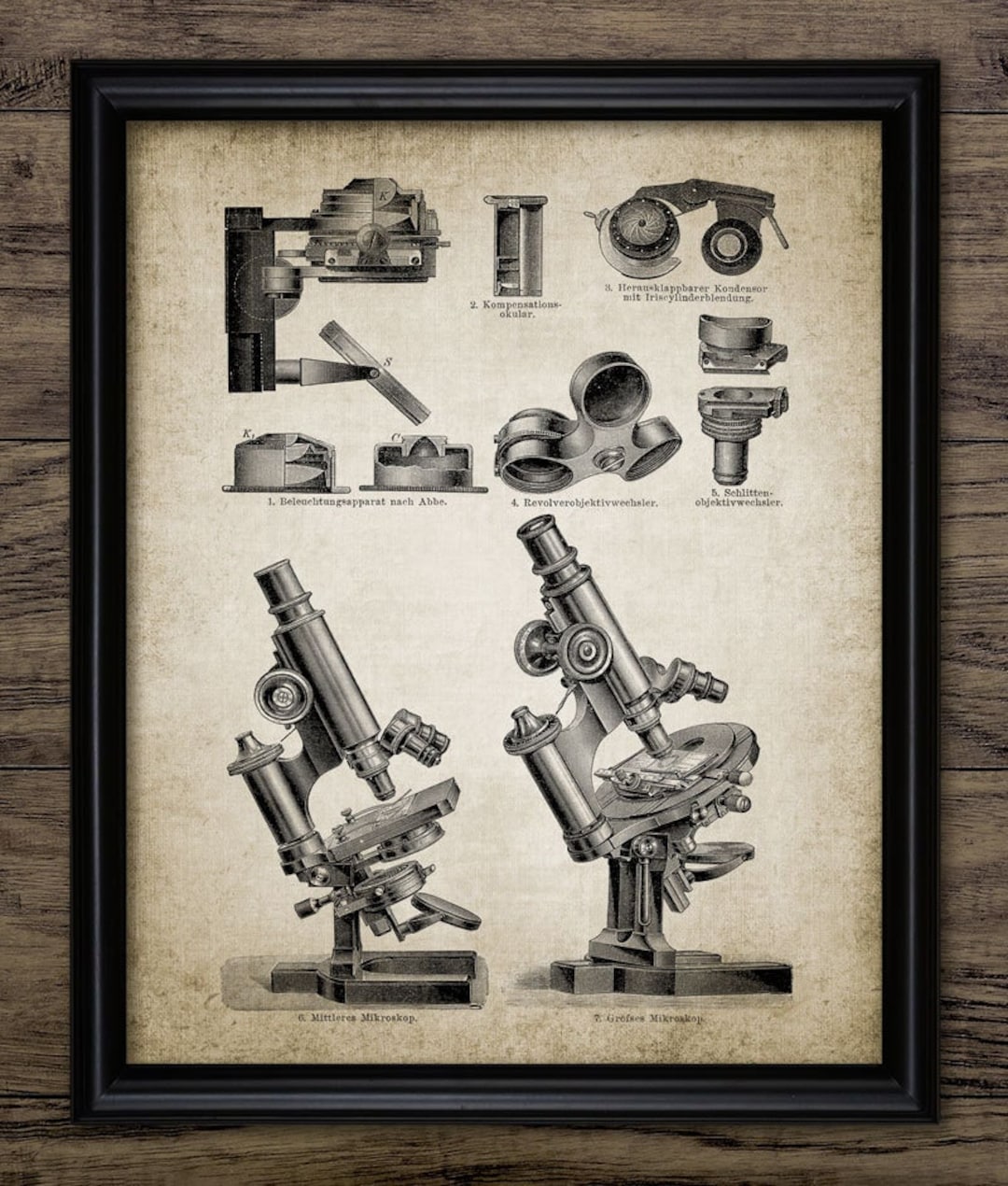 Antique Microscope Wall Art, Printable Microscope Design, Microbiology, Scientist, Science ...
