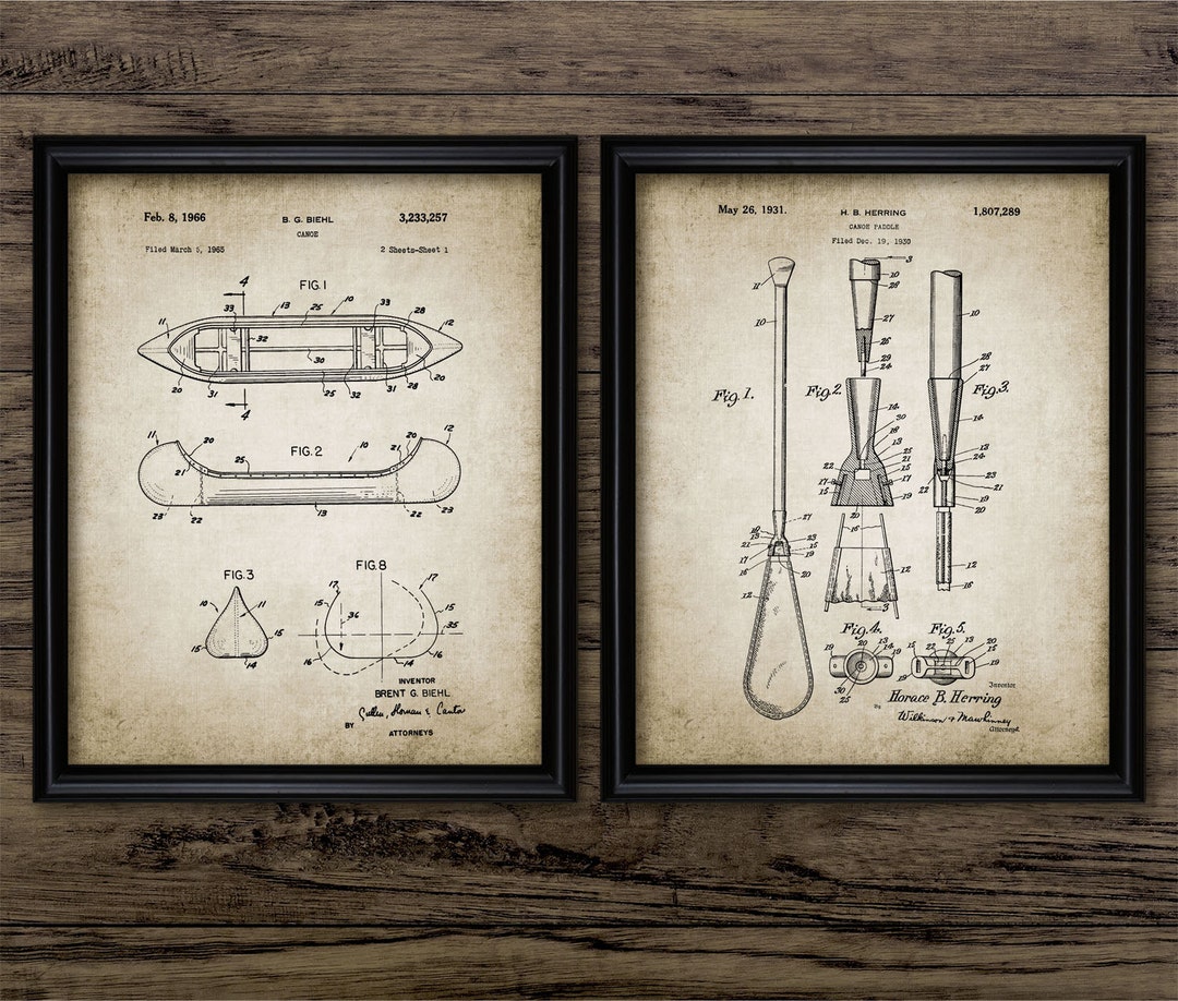 Canoe and Paddle Wall Art Set of 2, Printable Canoe Design, Canoeing ...