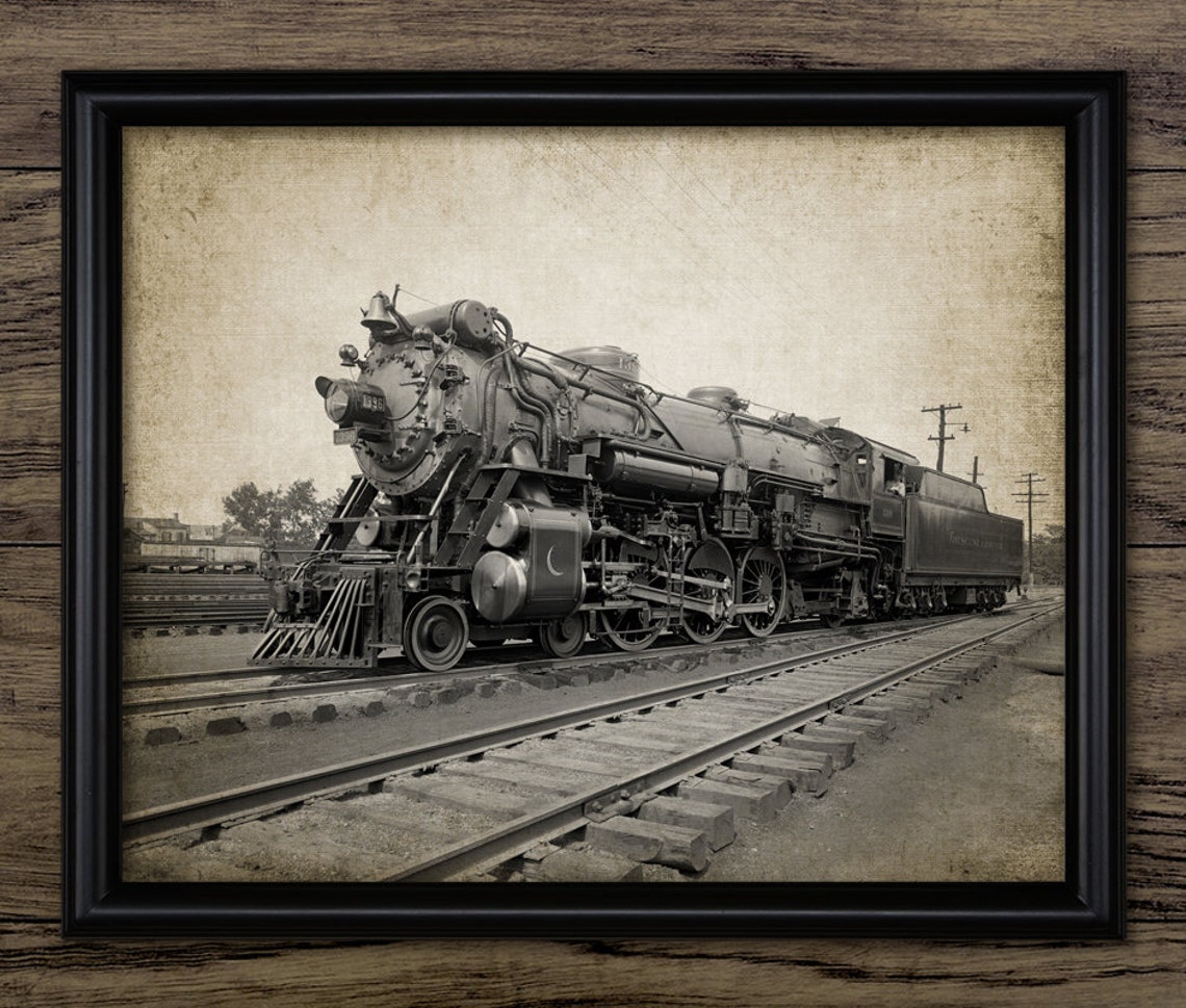 Vintage Steam Locomotive Art, Printable Railroad, Railway, Steam Train ...
