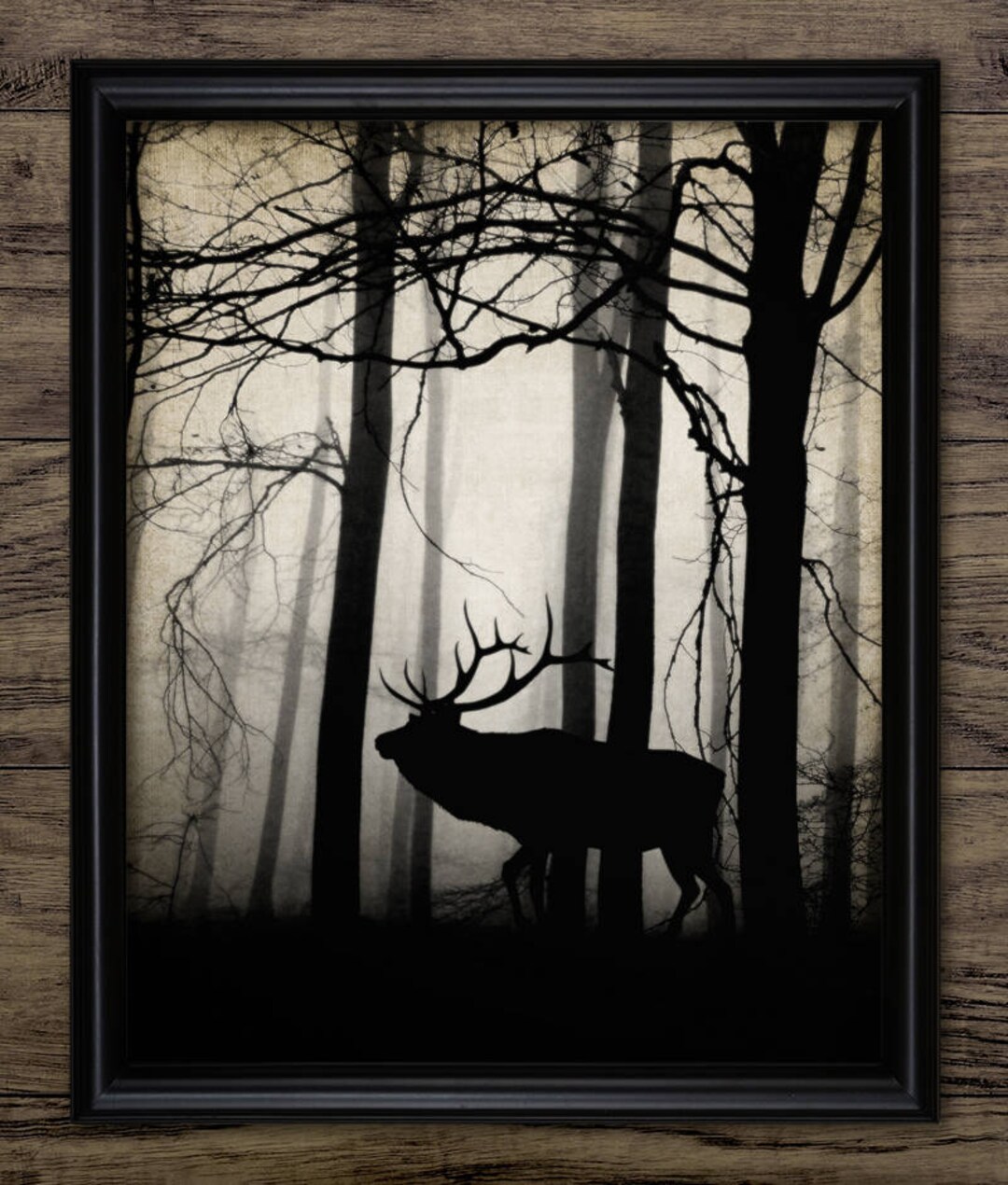 Autumn Forest Wall Art, Printable Woodland Art, Buck Deer, Fall Tree ...