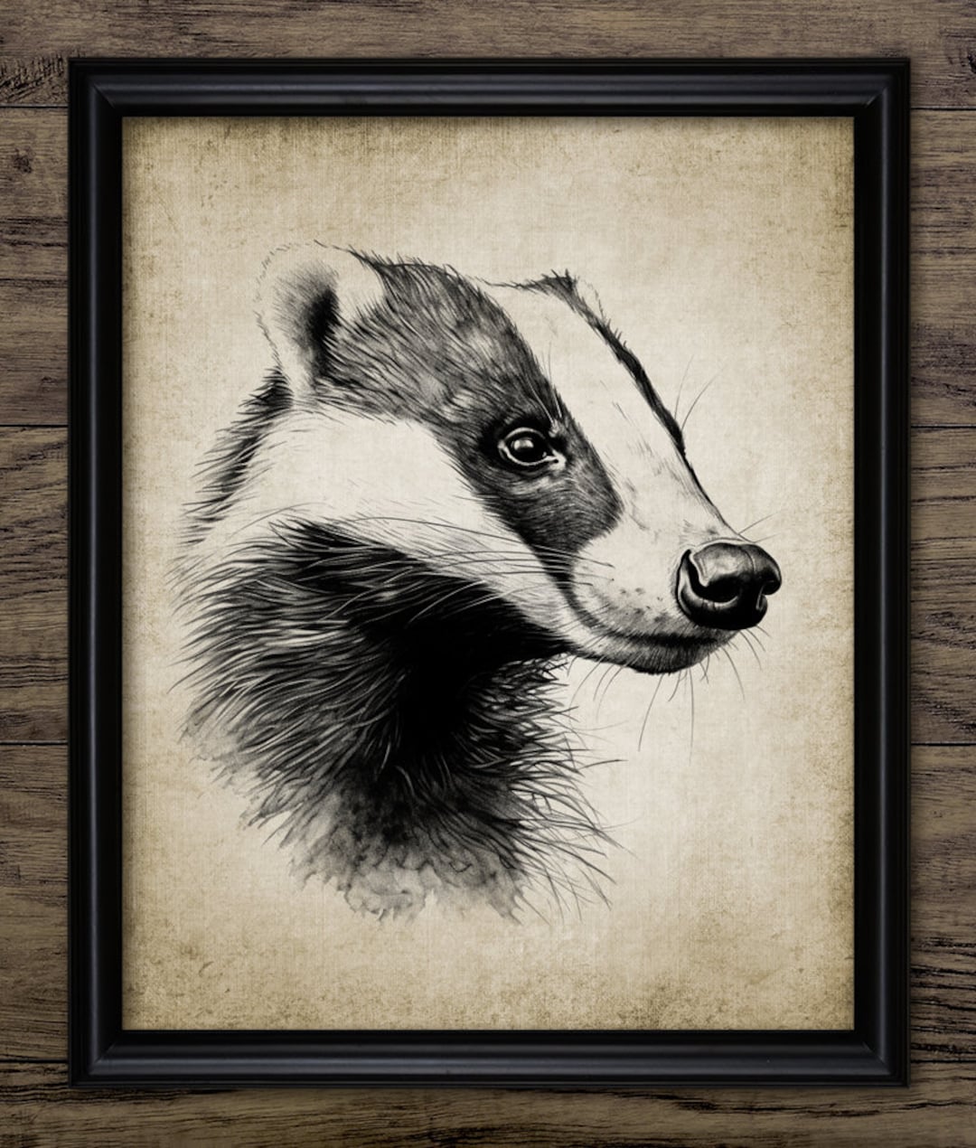 Badger Wall Art, Printable Badger, British Wildlife, Nocturnal Badger ...