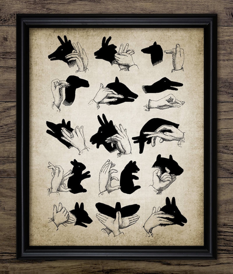 Finger Shadow Puppet Wall Art, Printable Finger Shadow Instruction ...