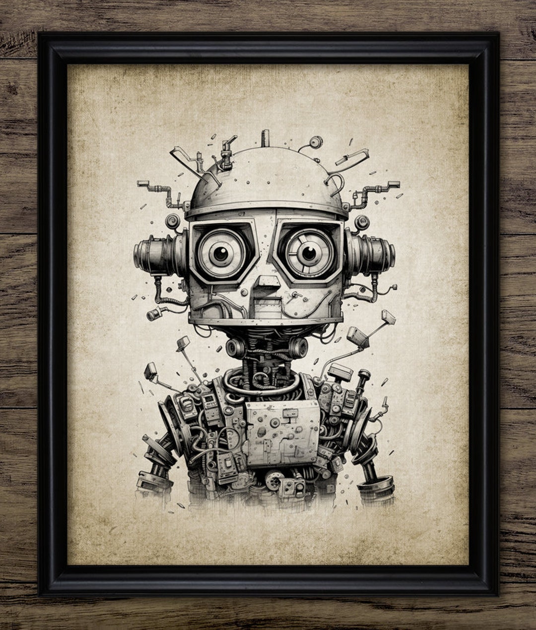 Whimsical Robot Wall Art, Printable Cute Robot, Steampunk Robot ...