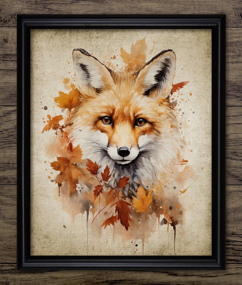 Fox Wall Art, Printable Fox, Autumn Fall Wall Art, Woodland Animal ...