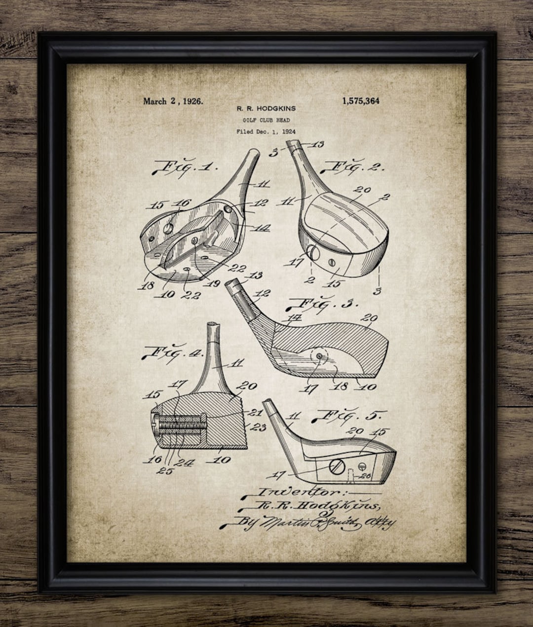 Vintage Golf Club Wall Art, Printable 1926 Golf Club Design, Golf Ball ...