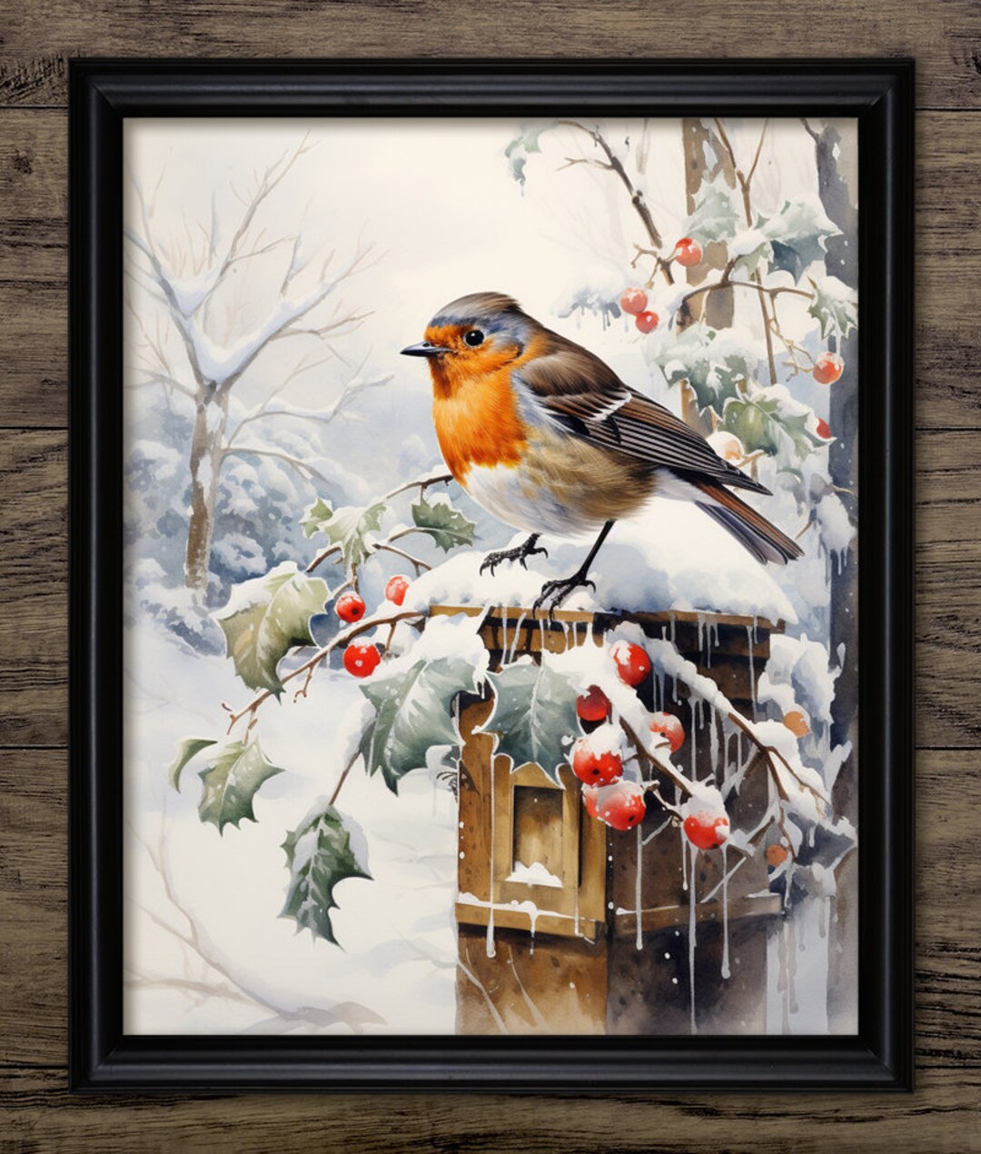 Christmas Robin Wall Art Printable Christmas Decoration - Etsy