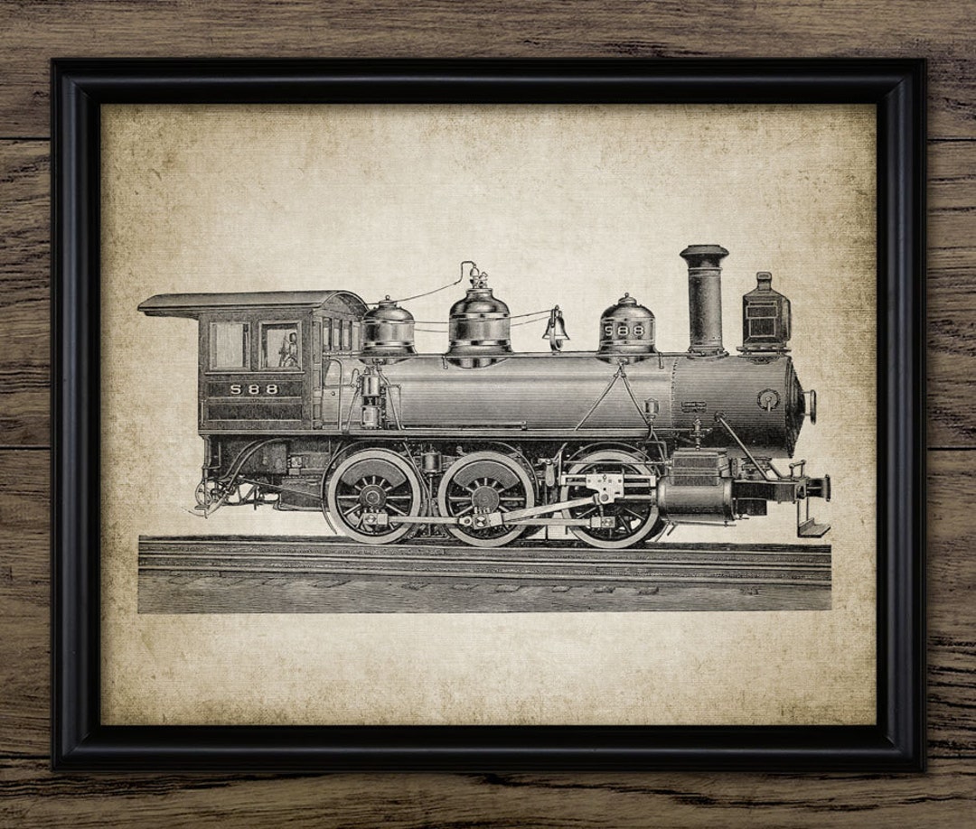 Vintage Railroad Wall Art, Printable Steam Locomotive, Steam Train ...