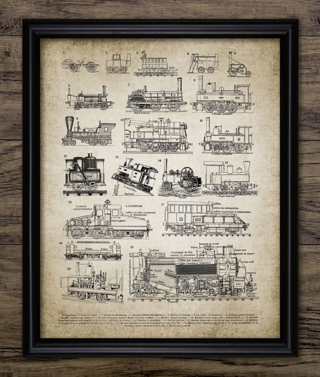 Vintage Railroad Wall Art, Printable Train, Steam Locomotive Design ...