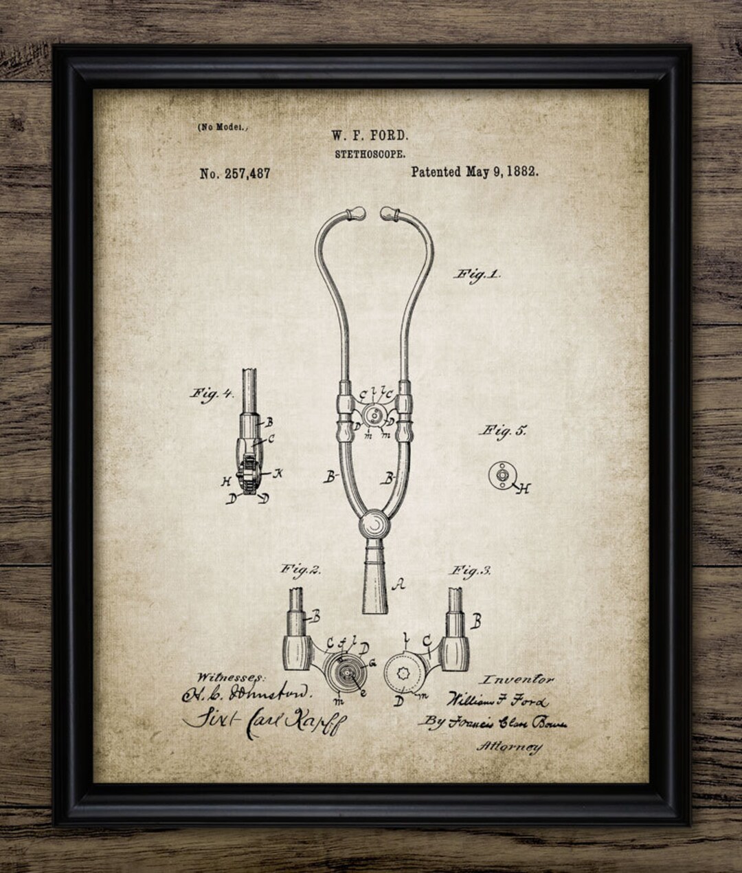 Stethoscope Wall Art, Printable Antique Stethoscope Design, Doctor ...