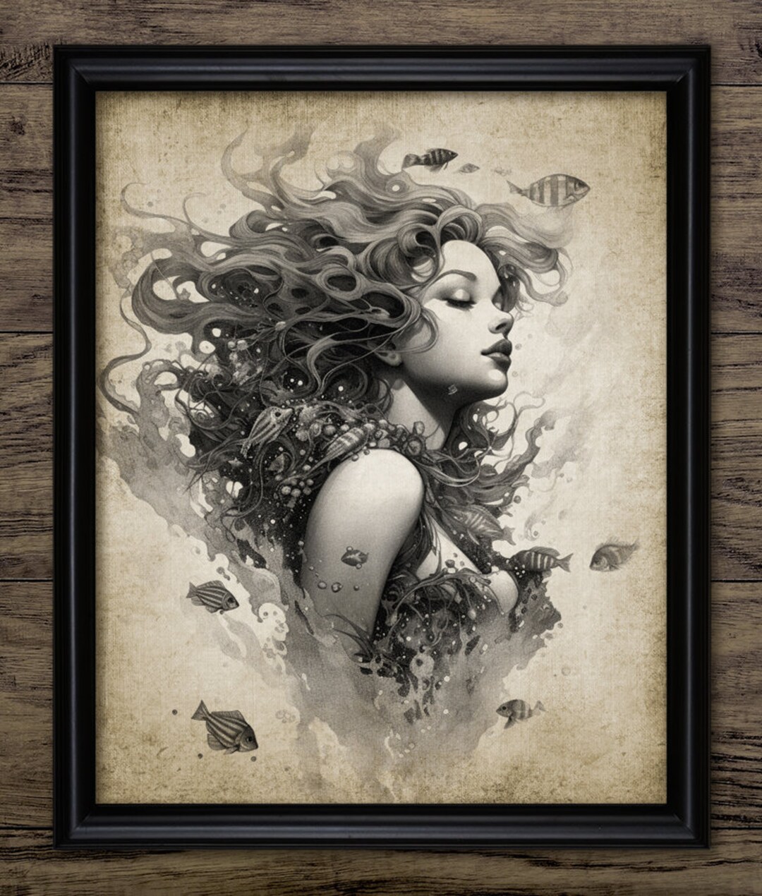 Mermaid Wall Art, Printable Mermaid, Mermaid Bathroom Wall Art, Mermaid ...