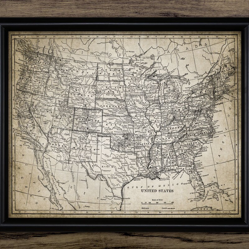 Vintage Usa Map - Etsy
