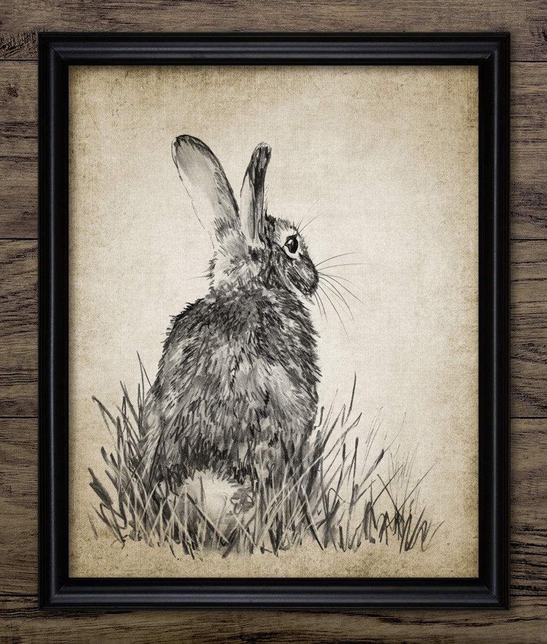 Rabbit Drawing, Printable Bunny Drawing, Rabbit Wall Art, Rabbit Print ...