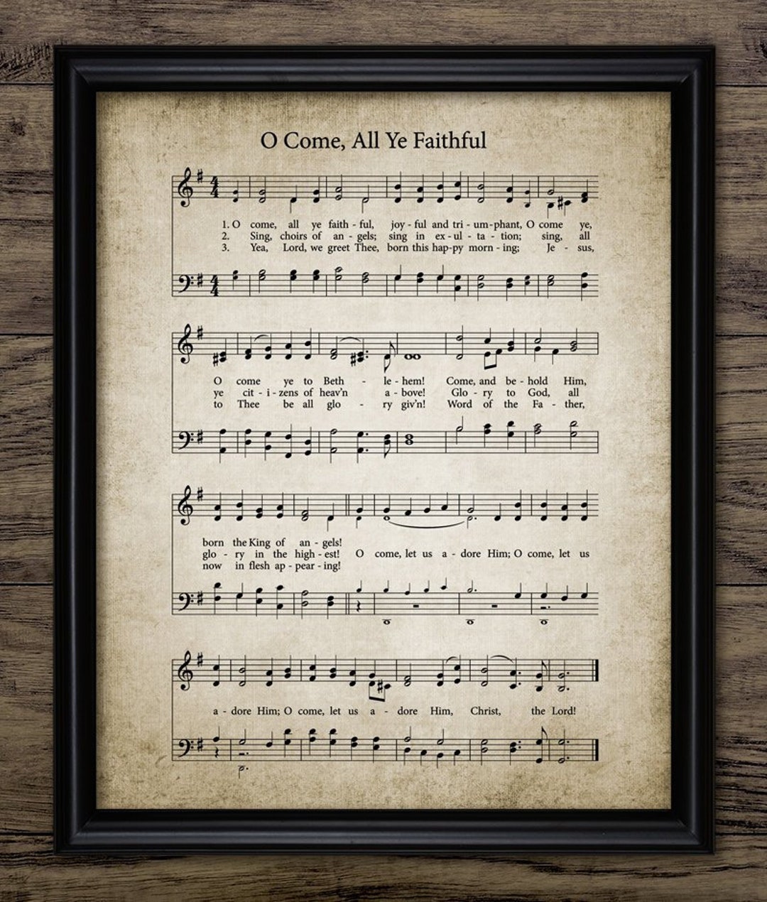 O Come, All Ye Faithful Christmas Carol Wall Art, Printable Vintage ...