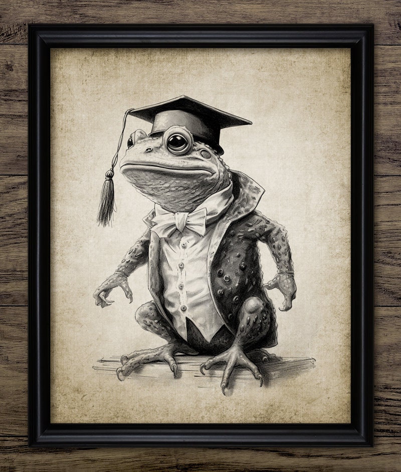 Graduation Day Frog Wall Art, Printable Whimsical Frog, Graduation ...
