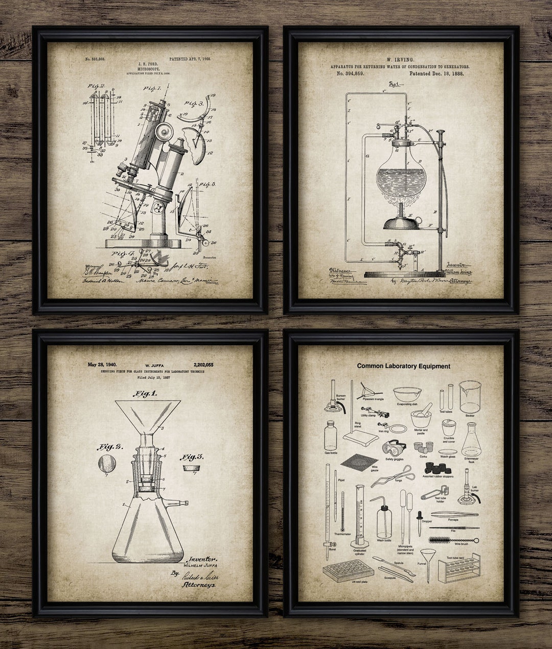 Vintage Science Laboratory Wall Art Set of 4, Printable Chemistry ...