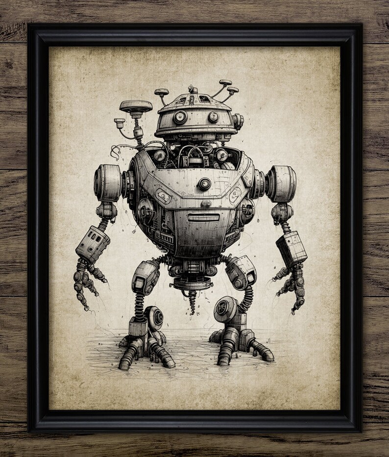Whimsical Robot Wall Art Printable Cute Robot Steampunk - Etsy