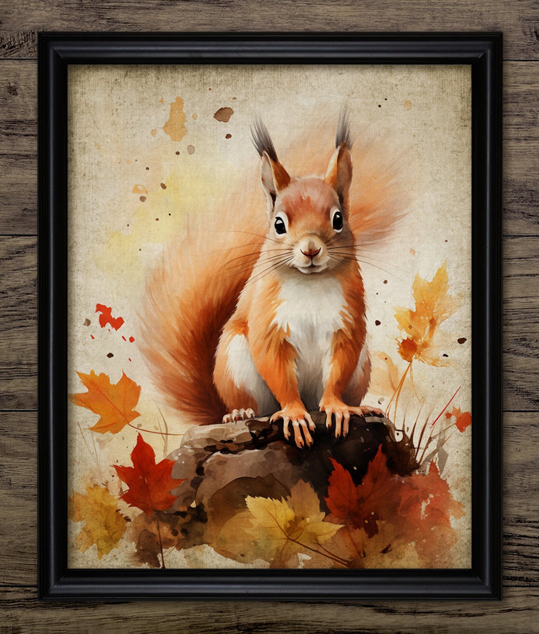 Red Squirrel Wall Art, Printable Squirrel, Autumn Fall Wall Art ...