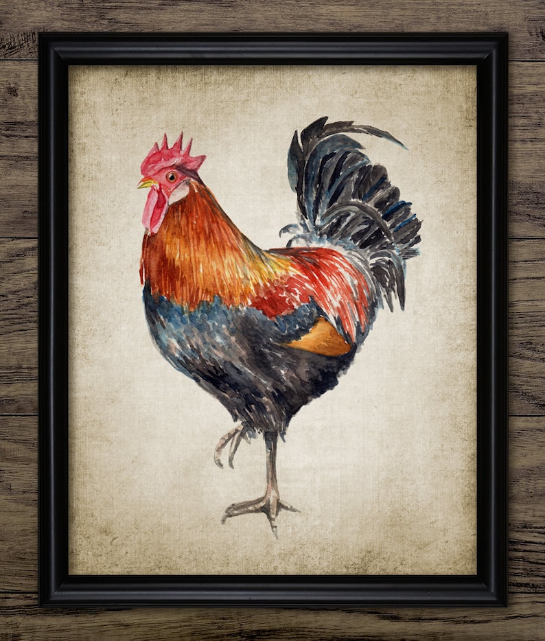 Chicken Art Painting Printable Chicken Kitchen Wall Art | Etsy