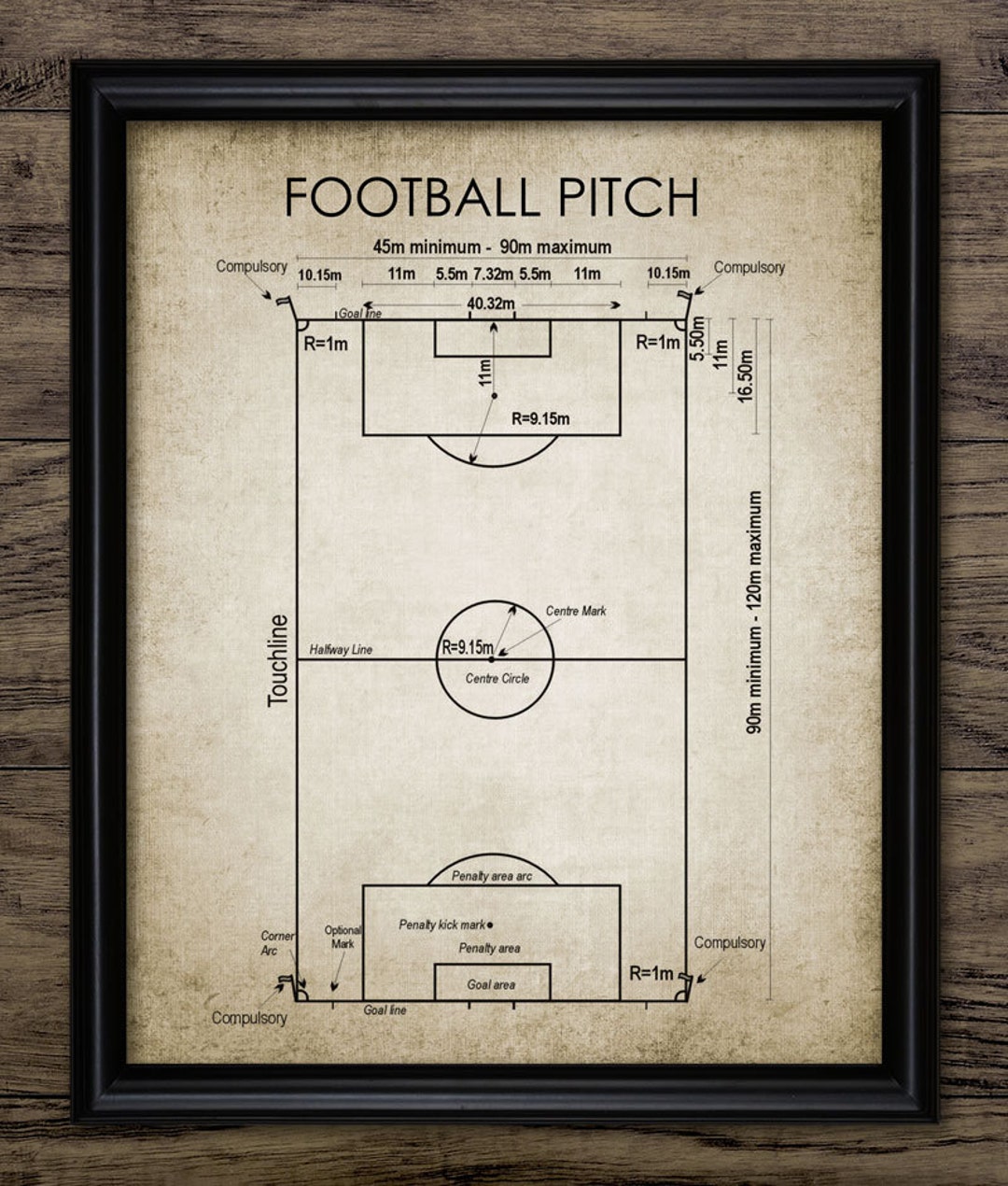 Football Pitch Wall Art, Printable Soccer Field, Football Fan ...