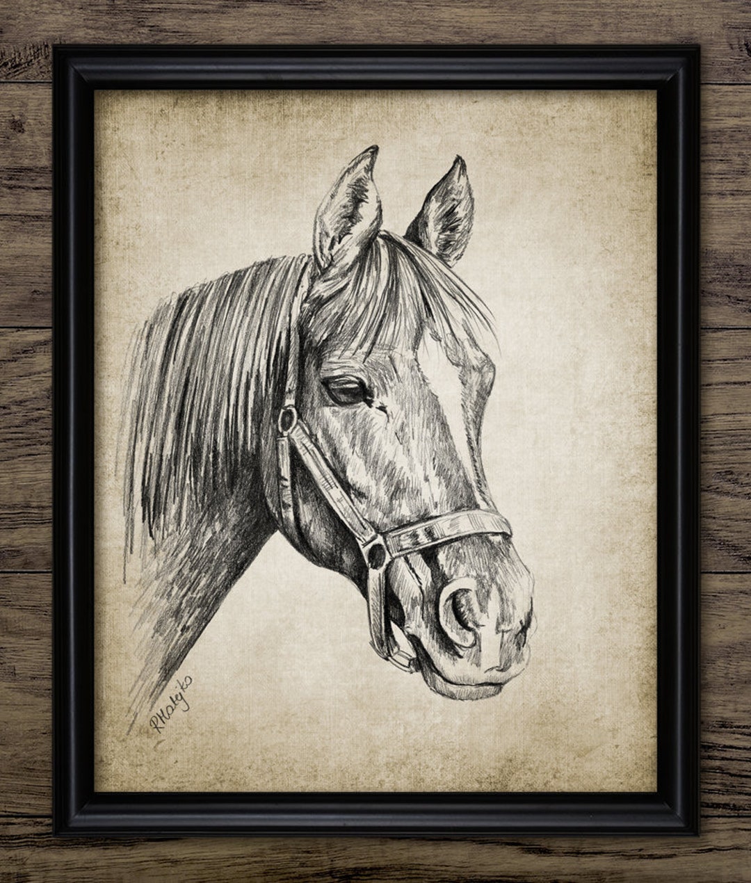 Horse Wall Art, Printable Horse Drawing, Equestrian, Equine, Pony ...