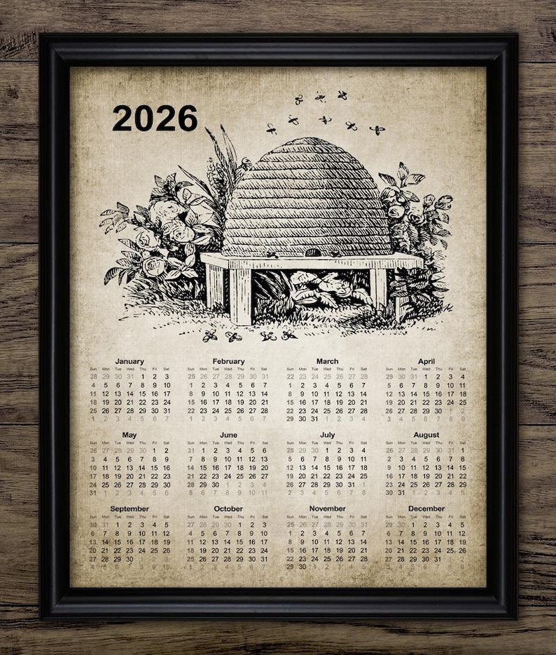 Calendario de apicultura 2026, Calendario de abejas, Colmena vintage ...