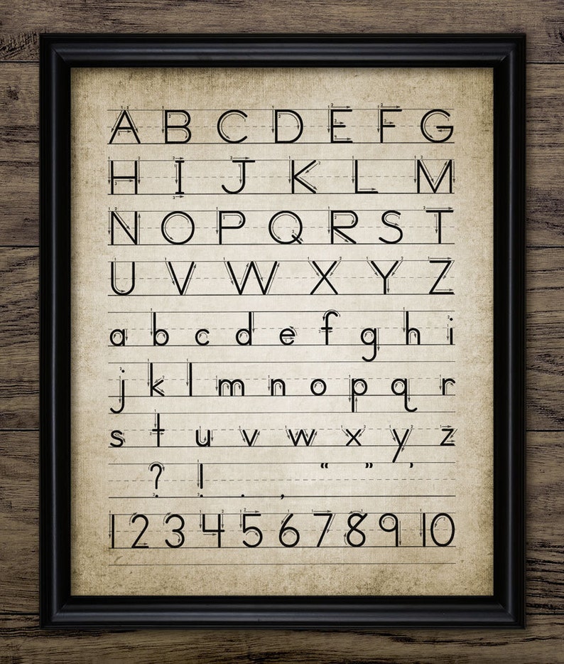Alphabet Print - Vintage Alphabet Art - Language - Alphabet ...