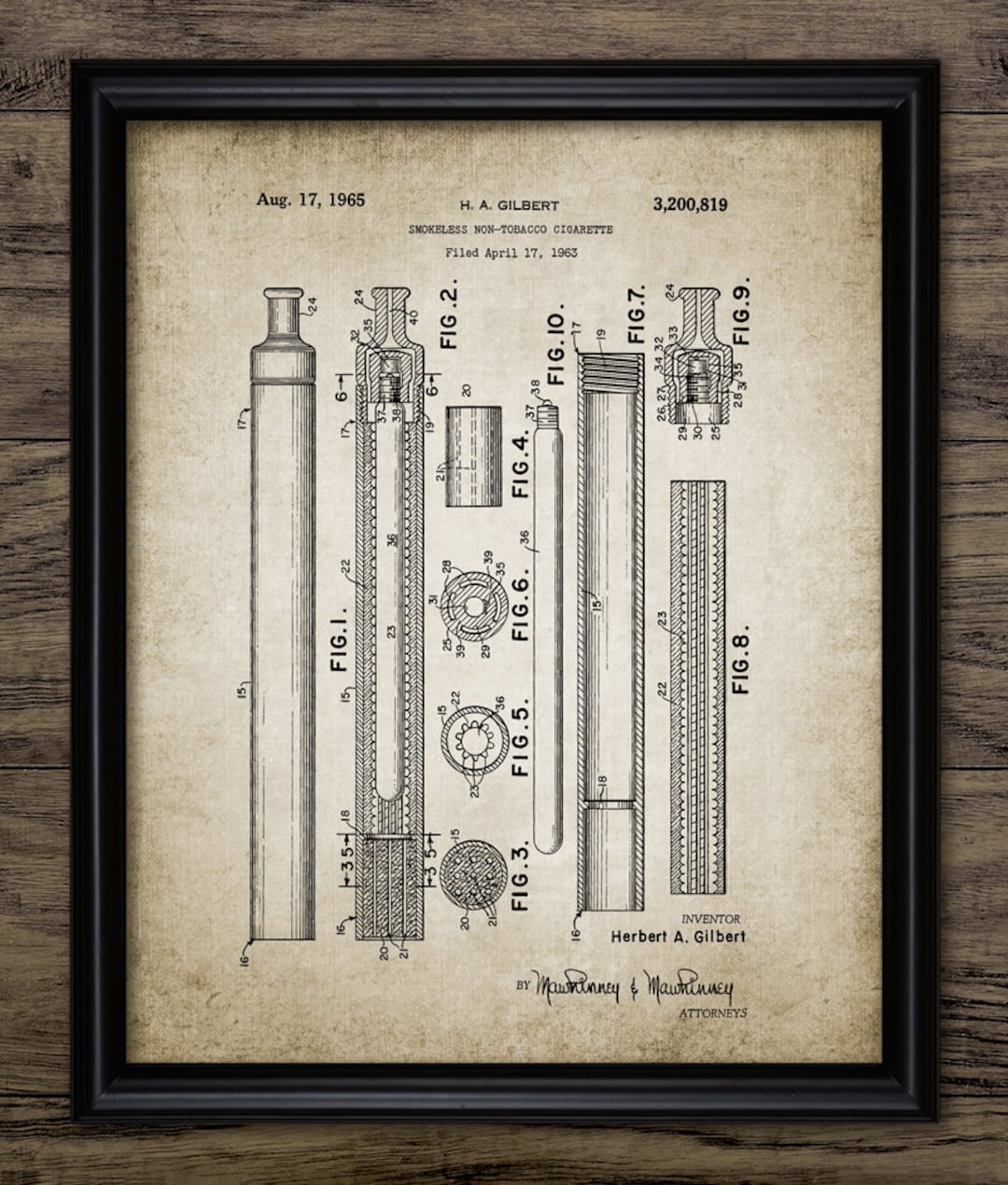 Vaping Wall Art, Printable Electronic Cigarette Invention, E Cigarette ...