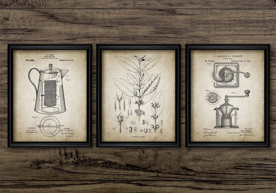 Barista Wall Art Set of 3, Printable Coffee Percolator, Coffee Bean ...
