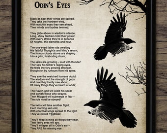 PRINTABLE Odin's Eyes Poem, Printable Viking Wall Art, Norse Mythology ...